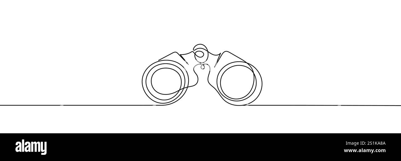 Continuous single line binoculars. Editable line. Vector illustration ...