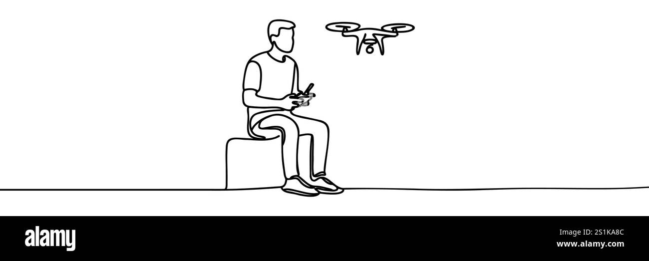 continuous line drawing of a drone camera.one line drawing of a flying ...