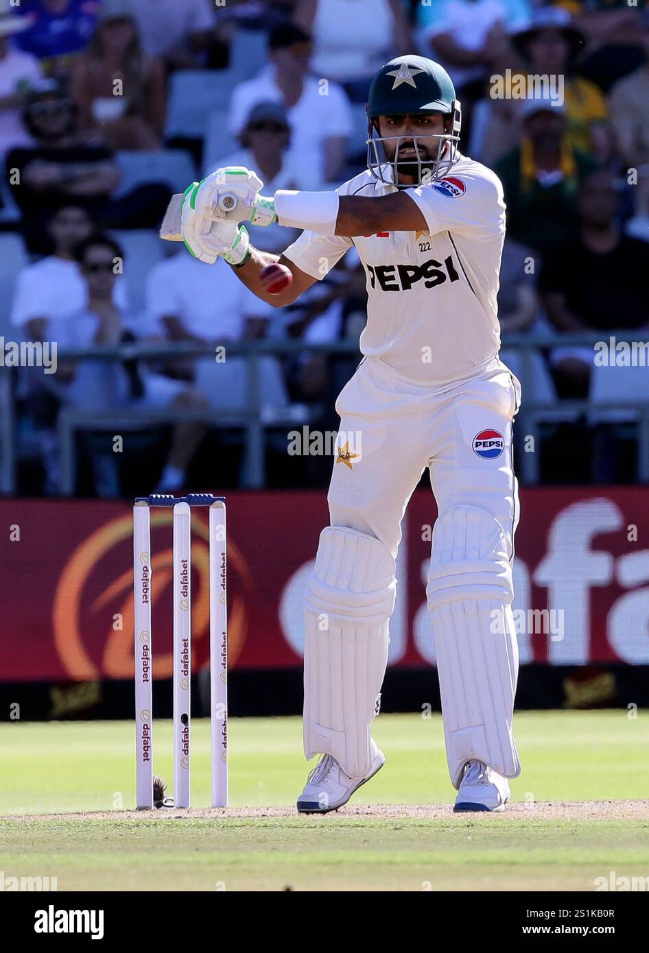 Pakistan's Babar Azam plays a shot during the second day of the second ...