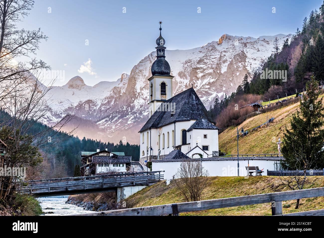 Beautiful twilight view of Sankt Sebastian pilgrimage church in winter ...