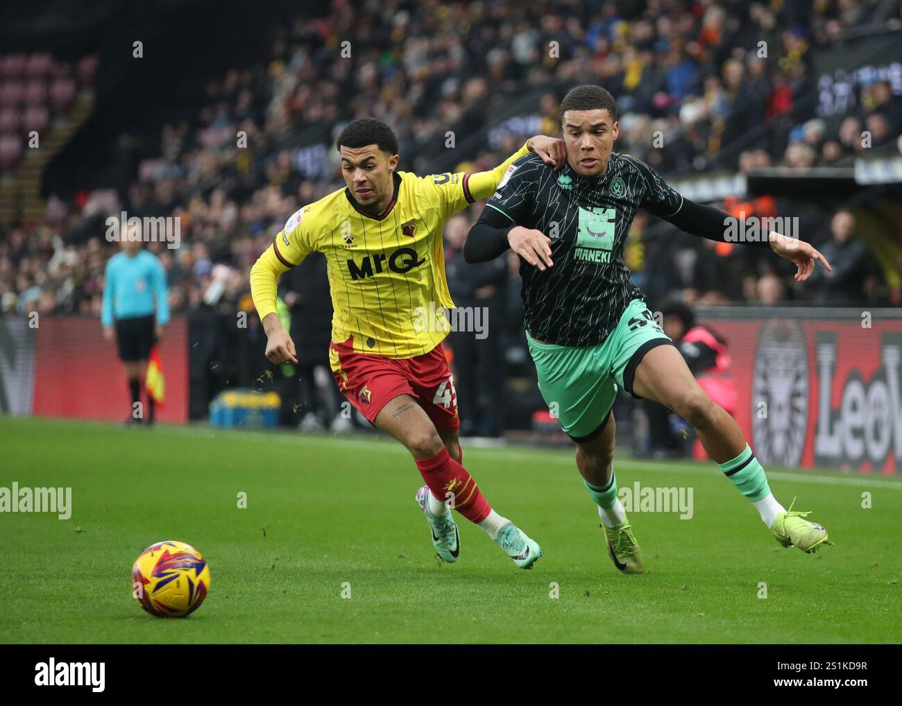 Watford, UK. 4th Jan, 2025. Ryan Andrews of Watford and Ryan One of ...