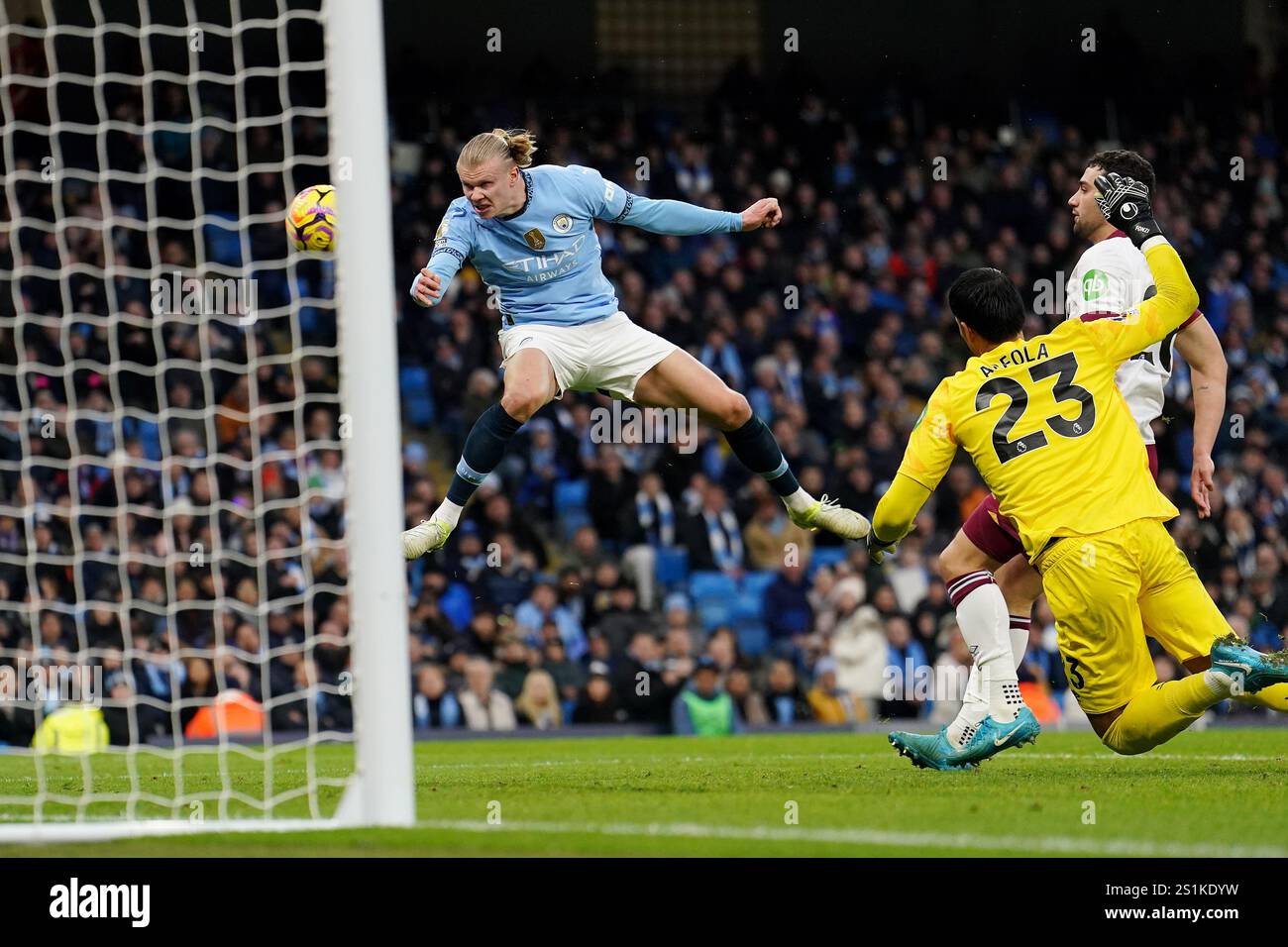 Manchester City's Erling Haaland scores their side's second goal of the ...