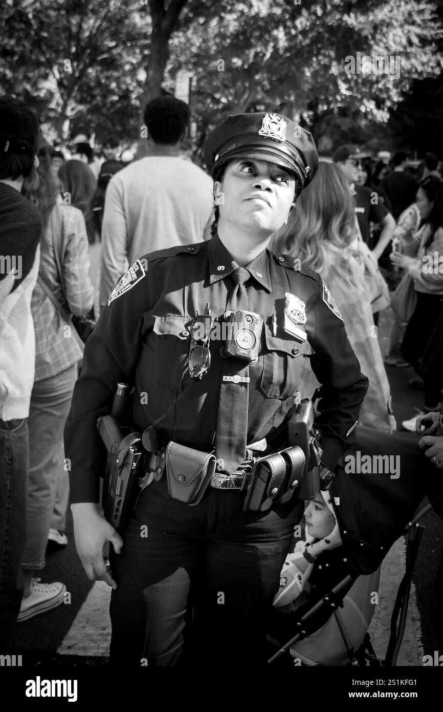 female cop police woman gives side eye in Tompkins Square Halloween Dog ...
