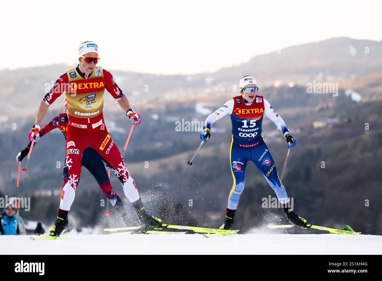 Astrid Øyre Slind of, Norway. , . and Ebba Andersson of Sweden compete ...