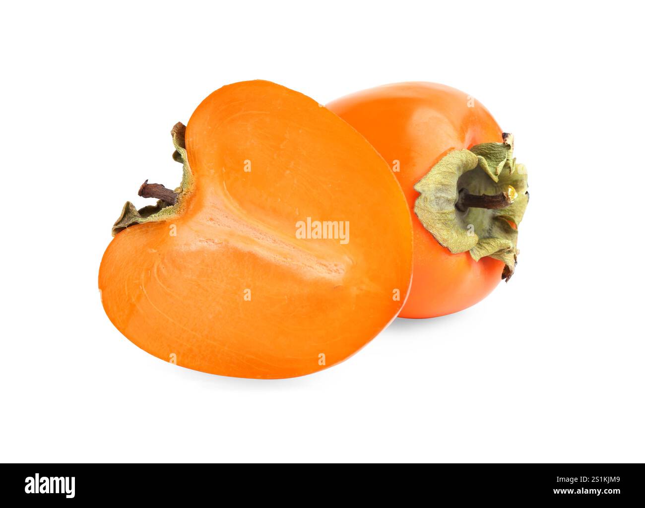 Whole and cut fresh persimmons isolated on white Stock Photo - Alamy