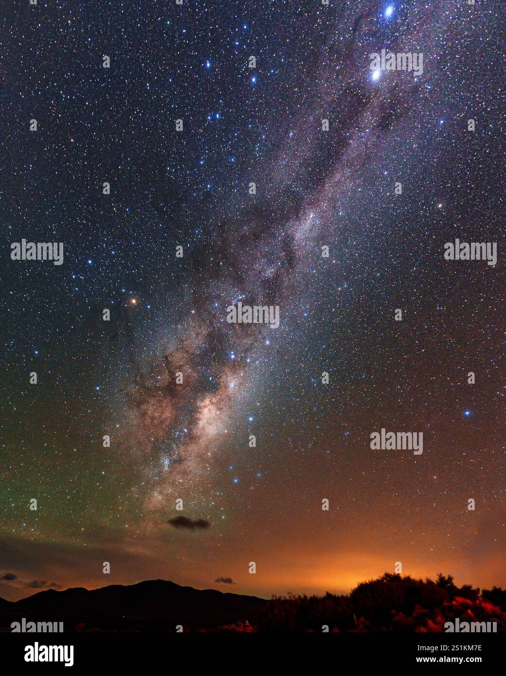 Fantastic nightscape of Milky Way with starry and constellation across ...