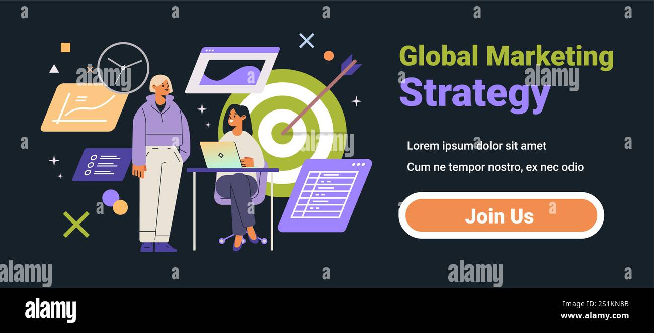 Global Marketing Strategy business concept with two people discussing ...
