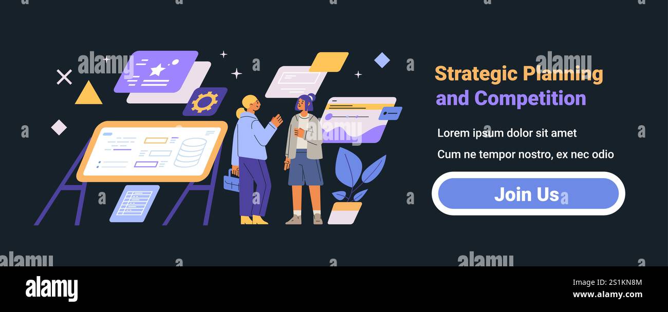 Strategic planning business concept with two people discussing charts ...