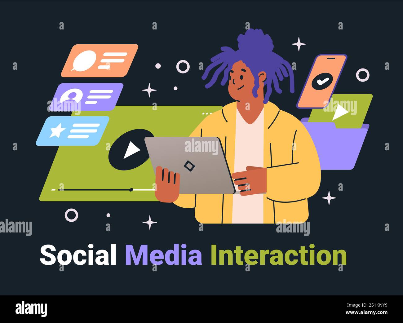 Social media interaction concept person using laptop digital ... Social media interaction concept person using laptop digital ...