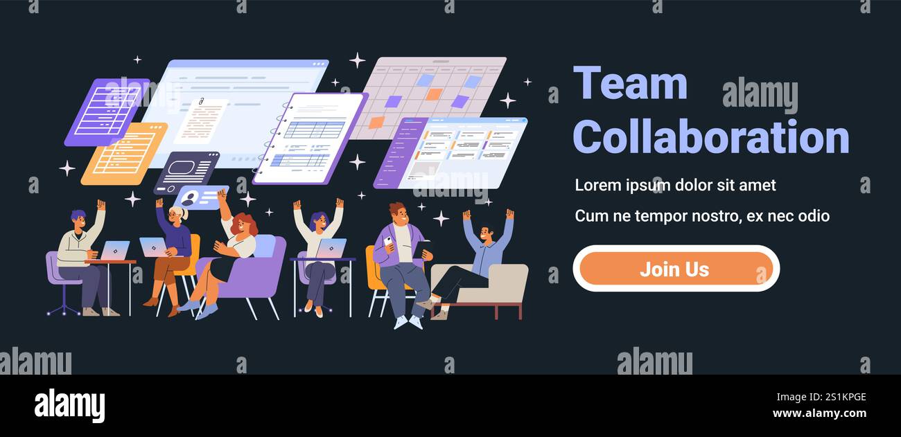 Team collaboration concept with diverse people working together on ...