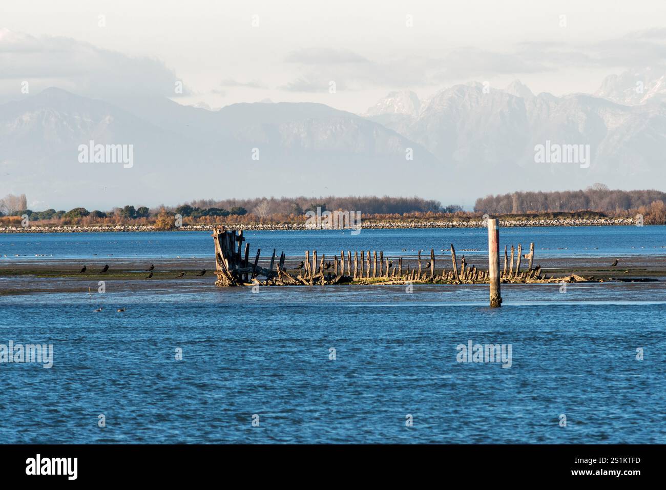 Grado, Italy - January 03th, 2025: View of the ancient Roman wrecks on ...