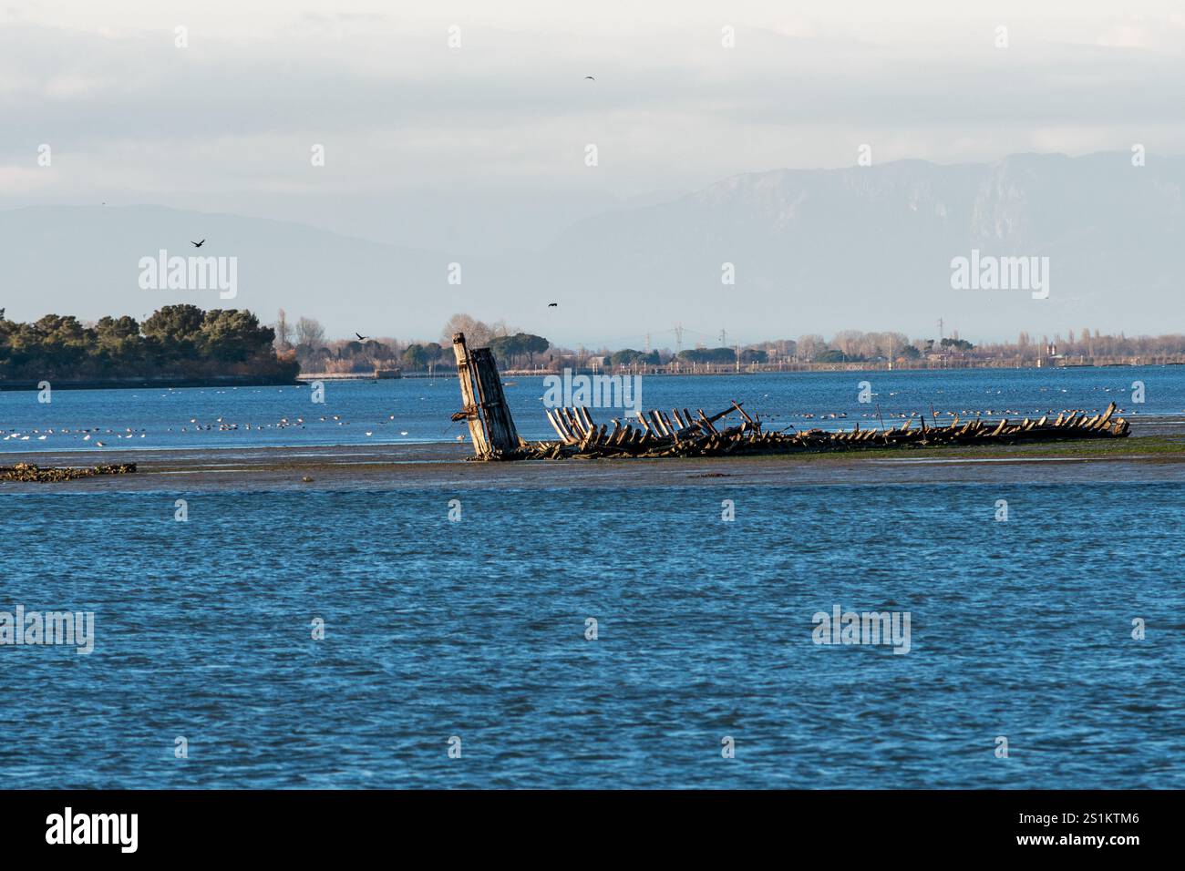 Grado, Italy - January 03th, 2025: View of the ancient Roman wrecks on ...