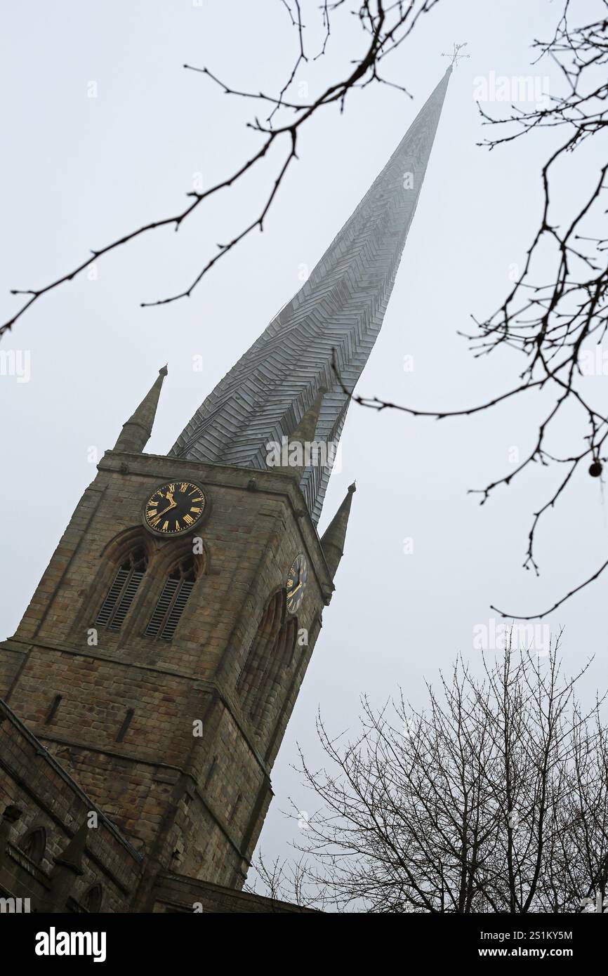Winter fog and the crooked spire church of St Mary and All Saints ...