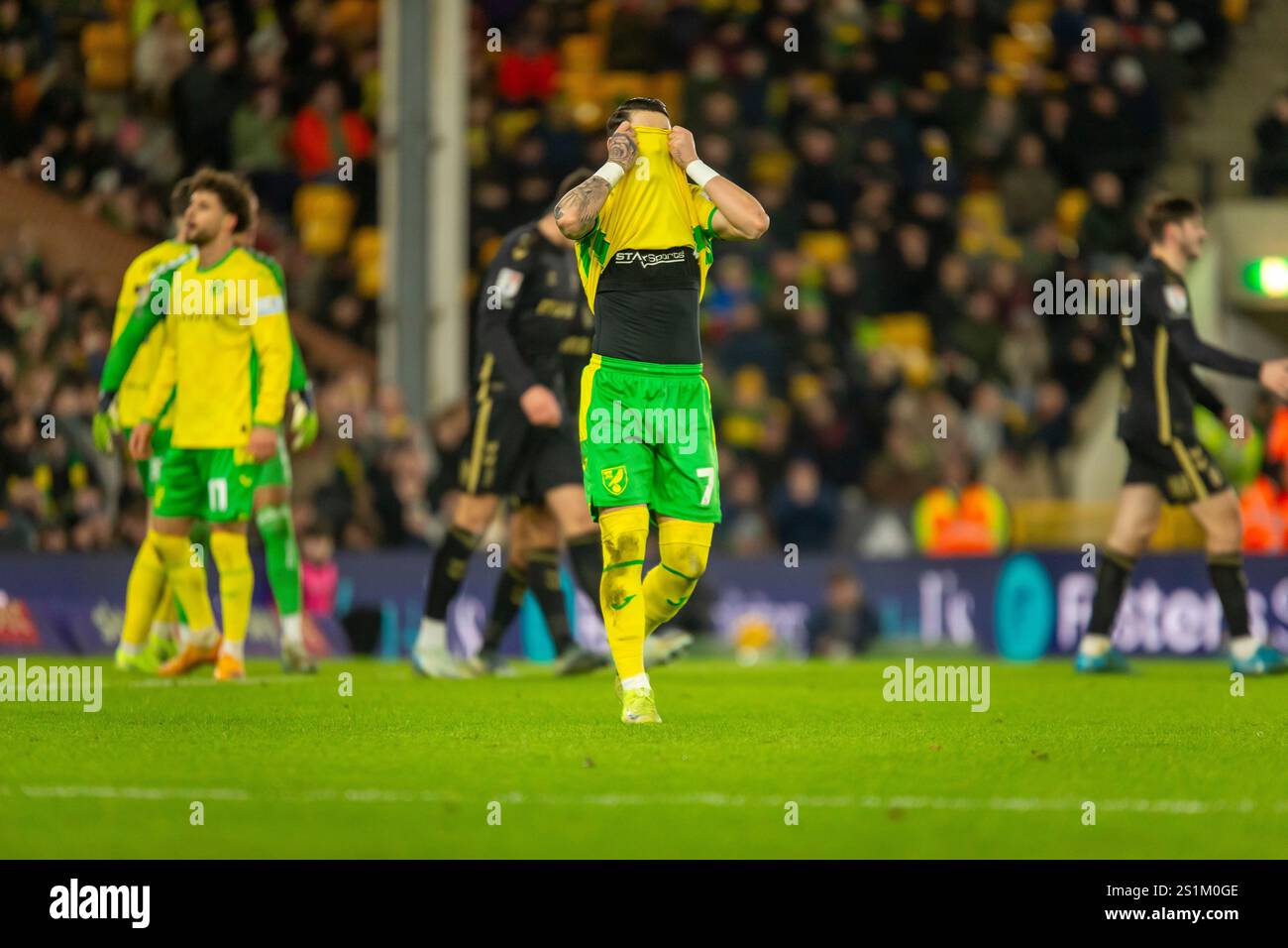 Borja Sainz of Norwich City reacts during the Sky Bet Championship ...