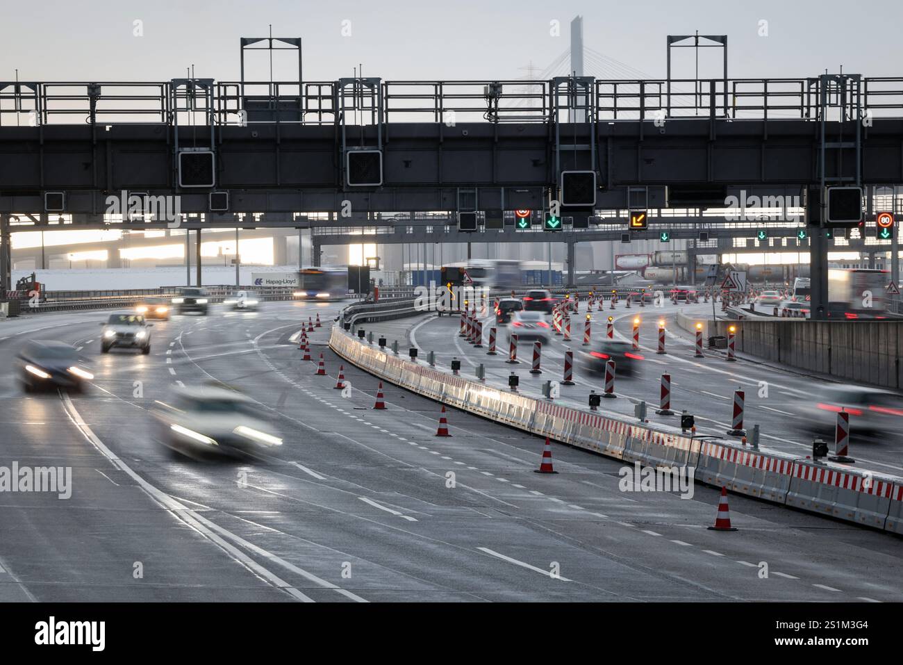 Hamburg, Germany. 03rd Jan, 2024. Vehicles drive on the A7 highway in ...