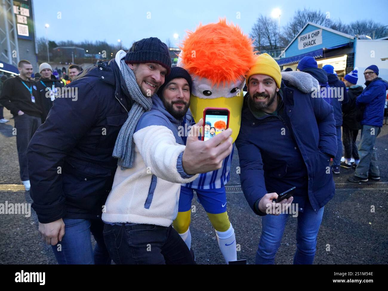 Brighton and Hove Albion fans take a selfie ahead of the Premier League ...