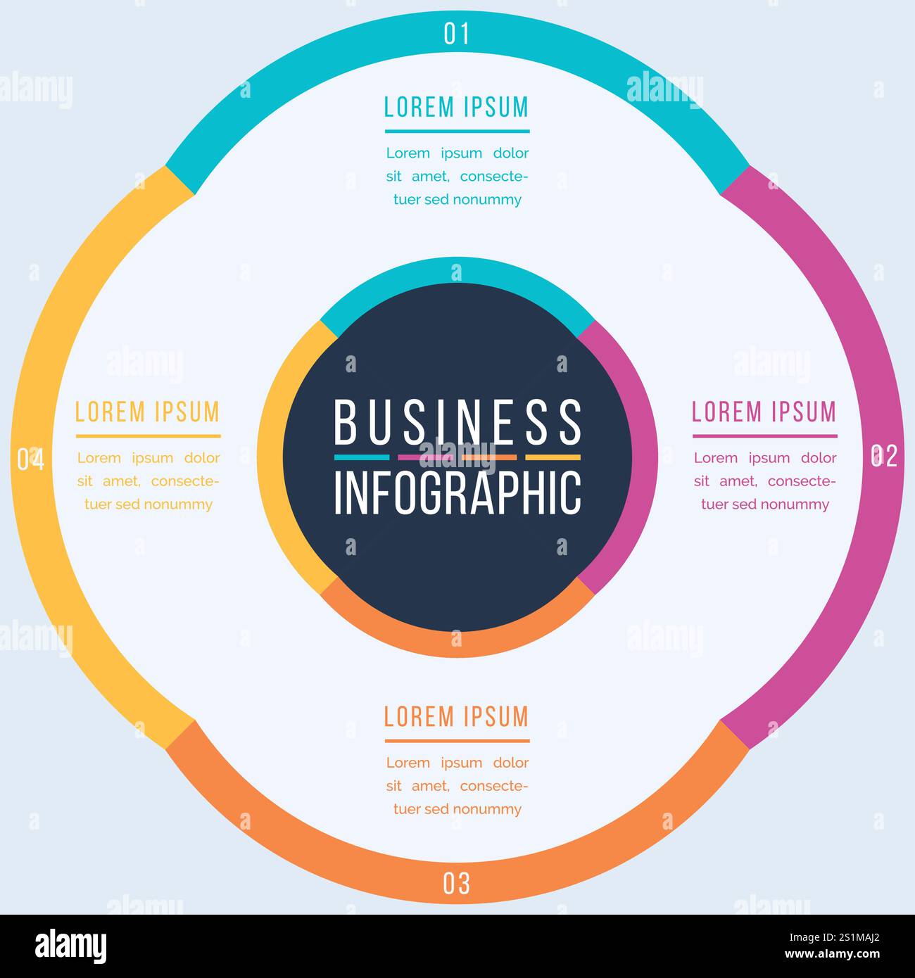 Infographic business information design 4 objects, steps, elements or options infographic circle ...