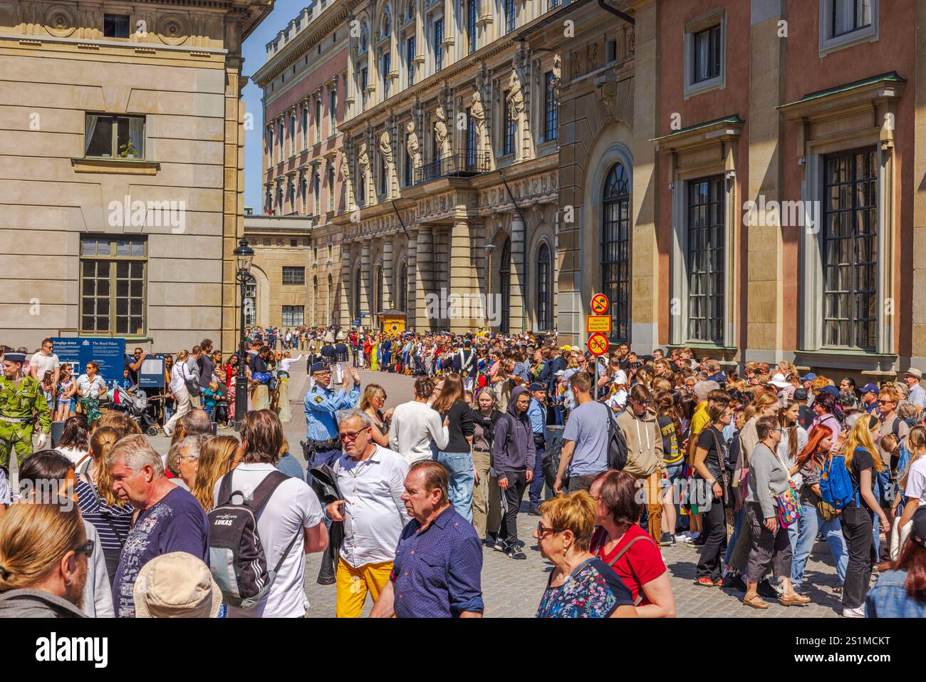 Crowd gathered on the square near the Royal Palace during Sweden's ...