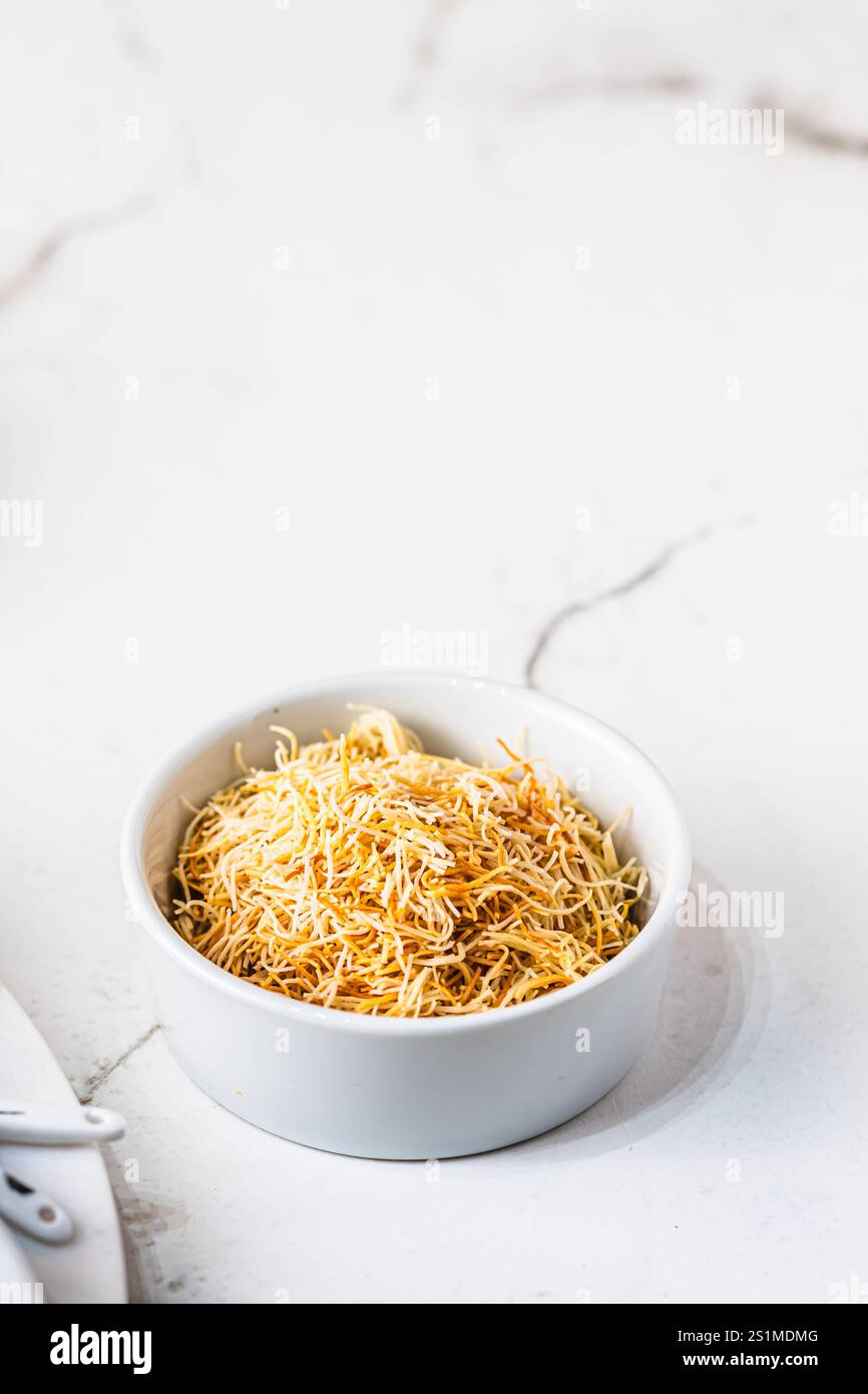 Butter roasted Kadayif pastry, fine dough threads for delicious sweet ...