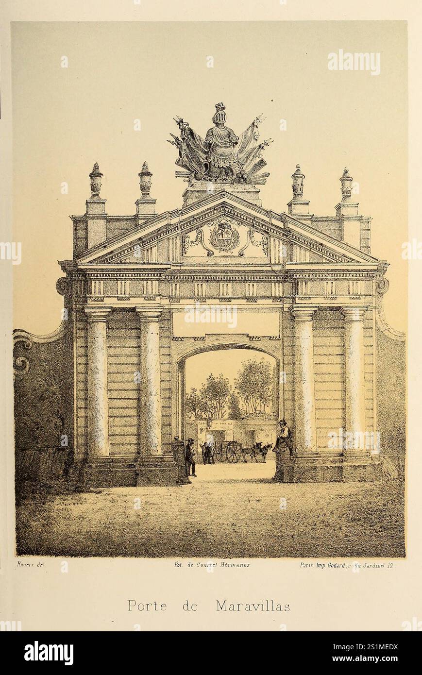 MAravillas Gate, Lima Peru. Vintage Architecture of Lima Lithograph ...