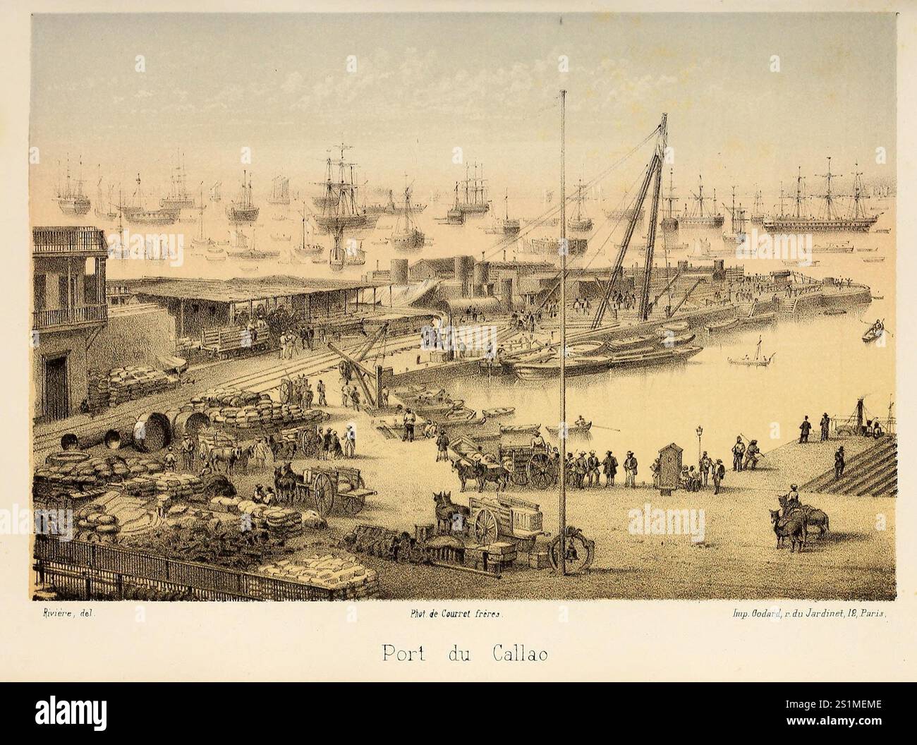 Port of Callao, Lima Peru. Vintage Architecture of Lima Lithograph ...