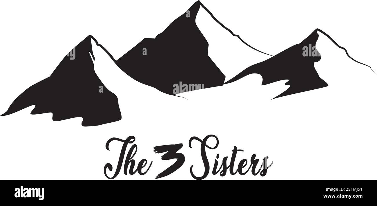 Mountains The Three Sisters Digital EPS Vector File | High-Quality ...