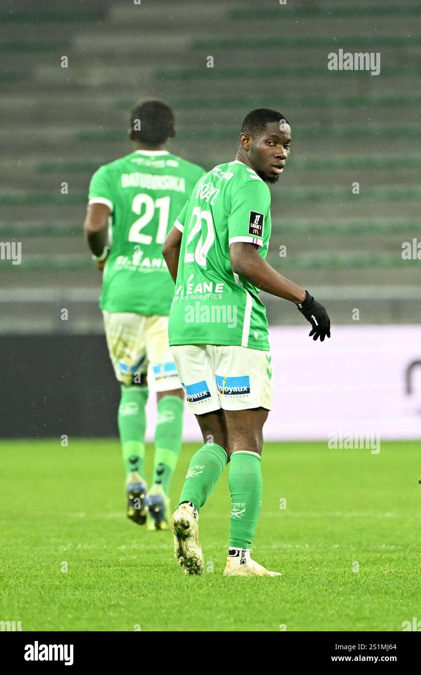 20 Augustine BOAKYE (asse) during the Ligue 1 McDonald's match between Saint Etienne and Reims ...