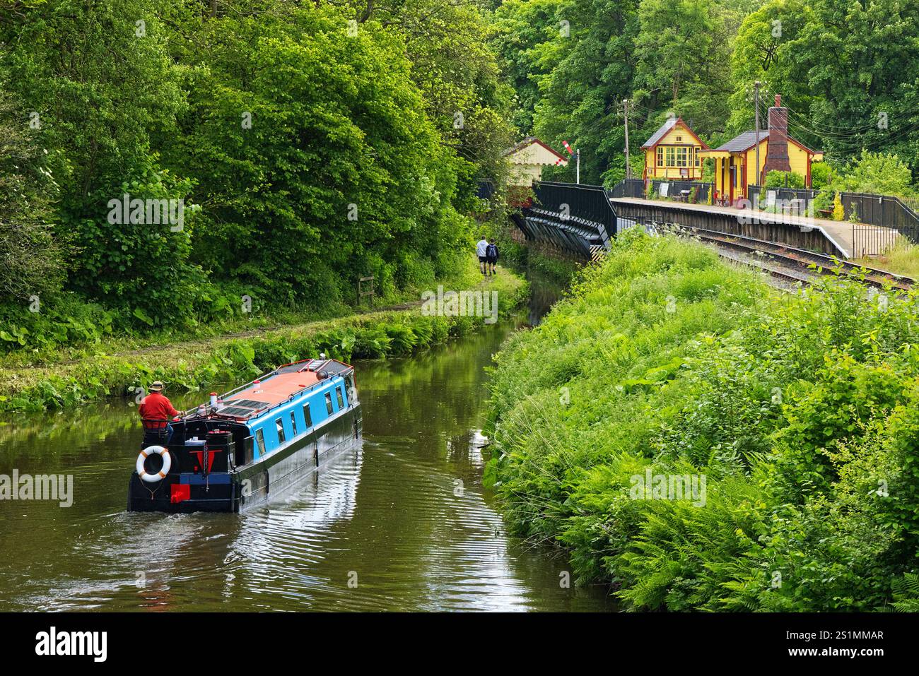 Consall, Wetley Rocks, Staffordshire, UK - Narrowboat on Caldon Canal ...