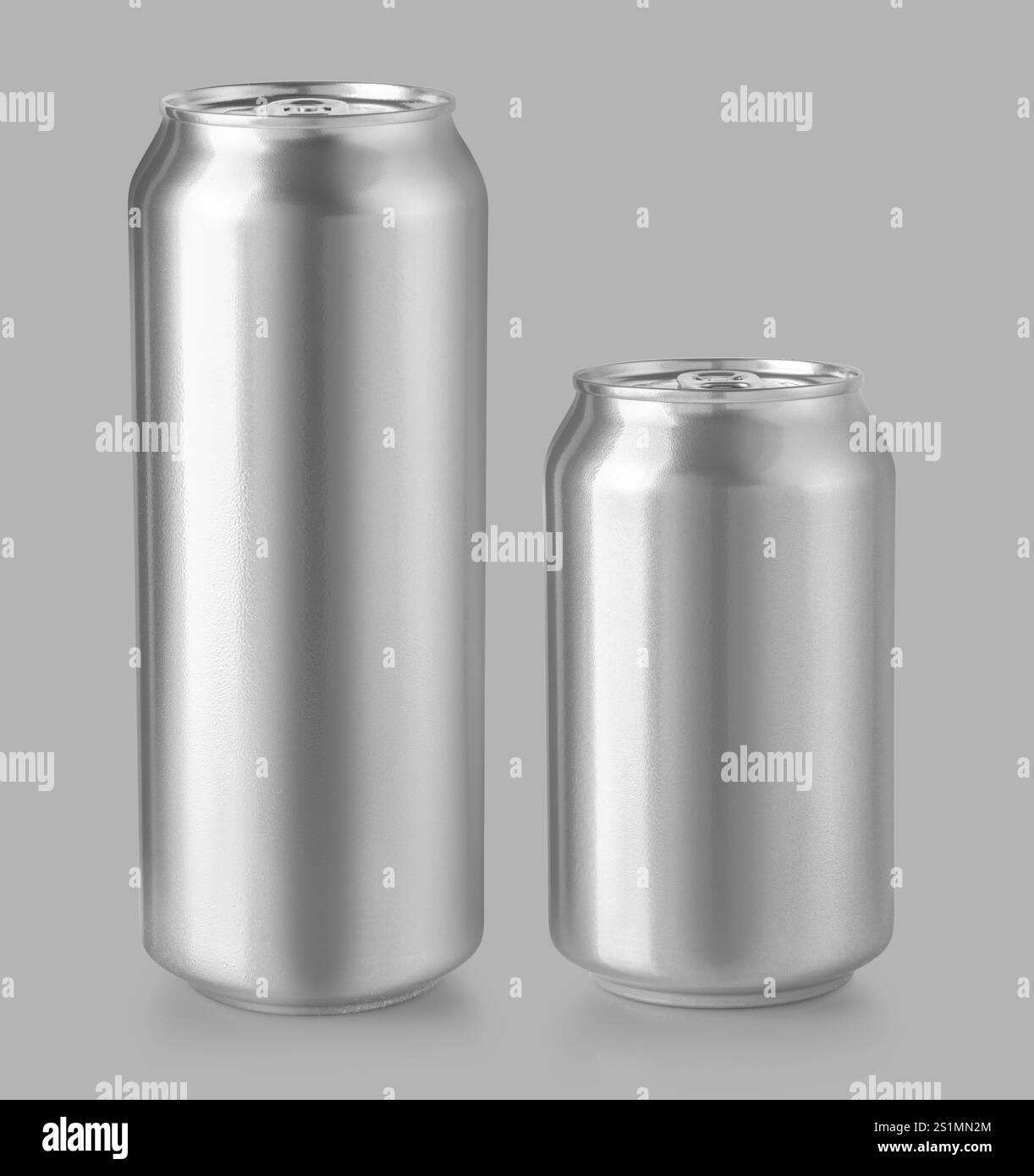 Two Aluminum cans isolated on grey background with clipping path Stock ...