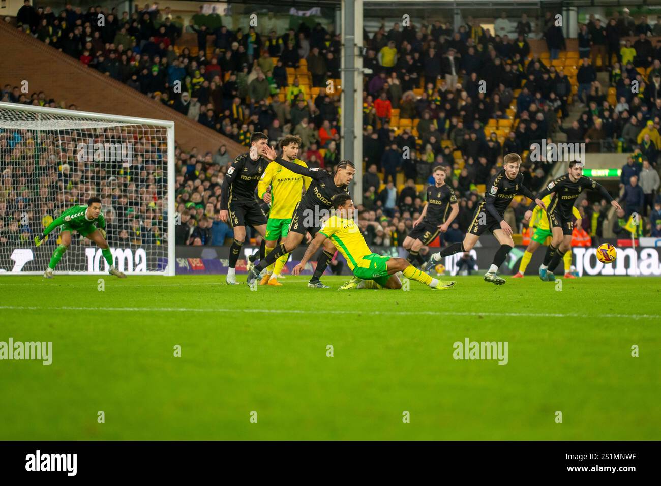 Onel Hernández of Norwich City prepares to put a cross into the box ...