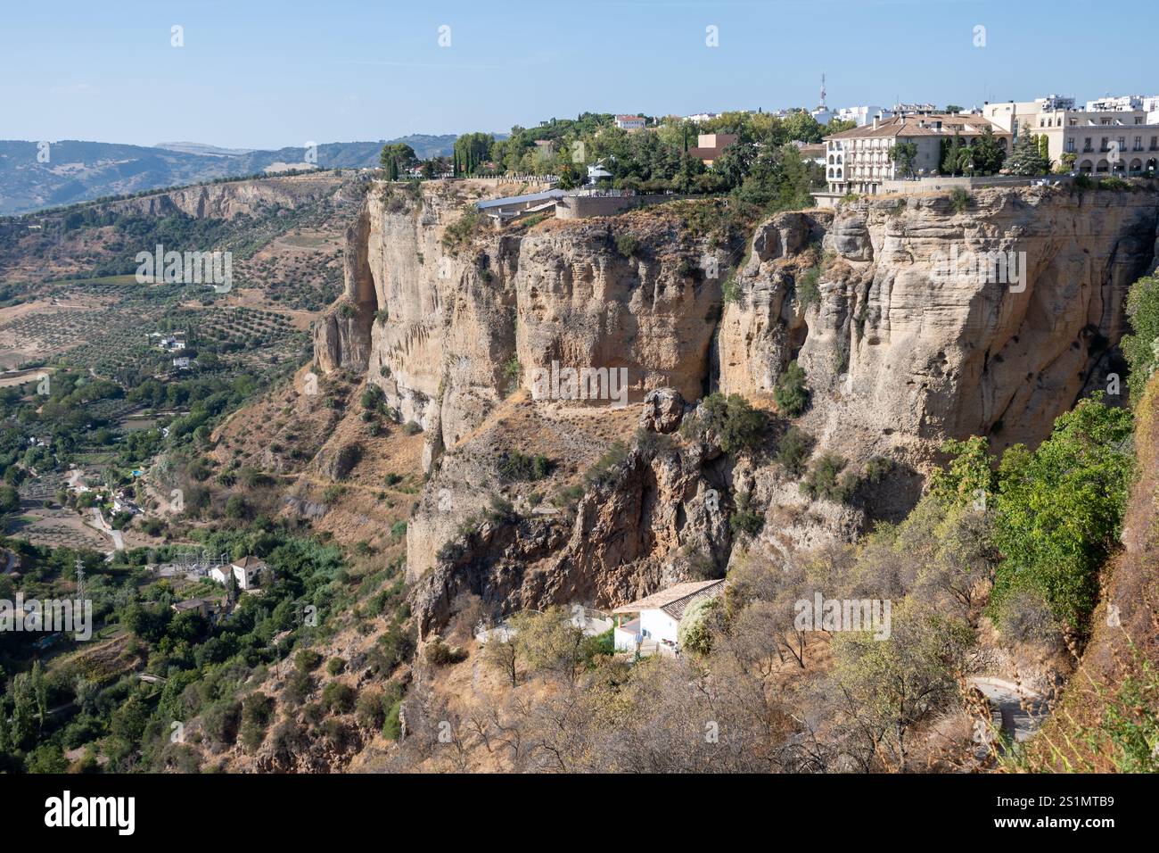 Walking in Ronda, touristic town in Andalusia, Pueblo Blanco white ...