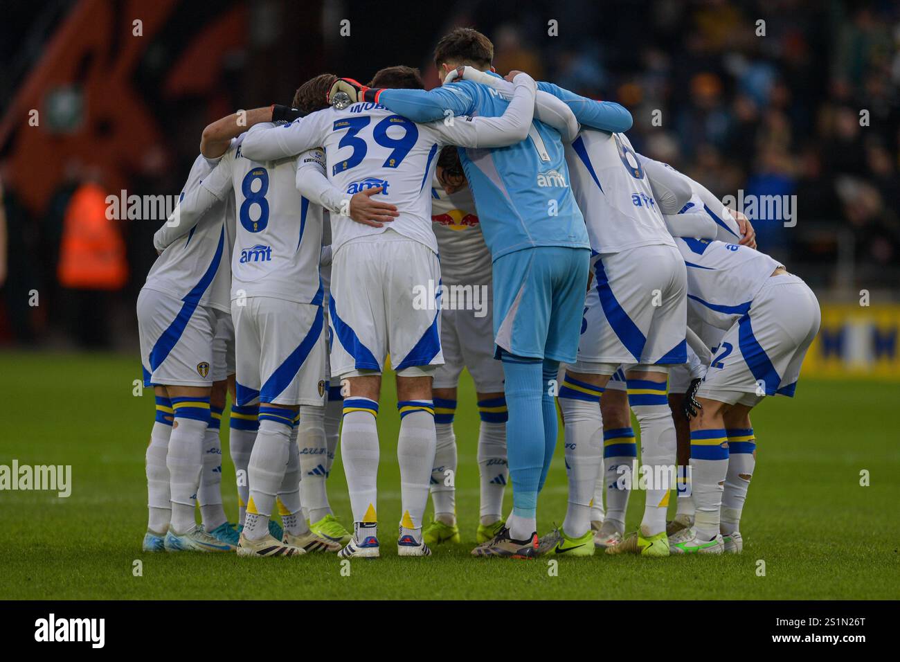 Leeds United Team huddle during the Sky Bet Championship match between ...