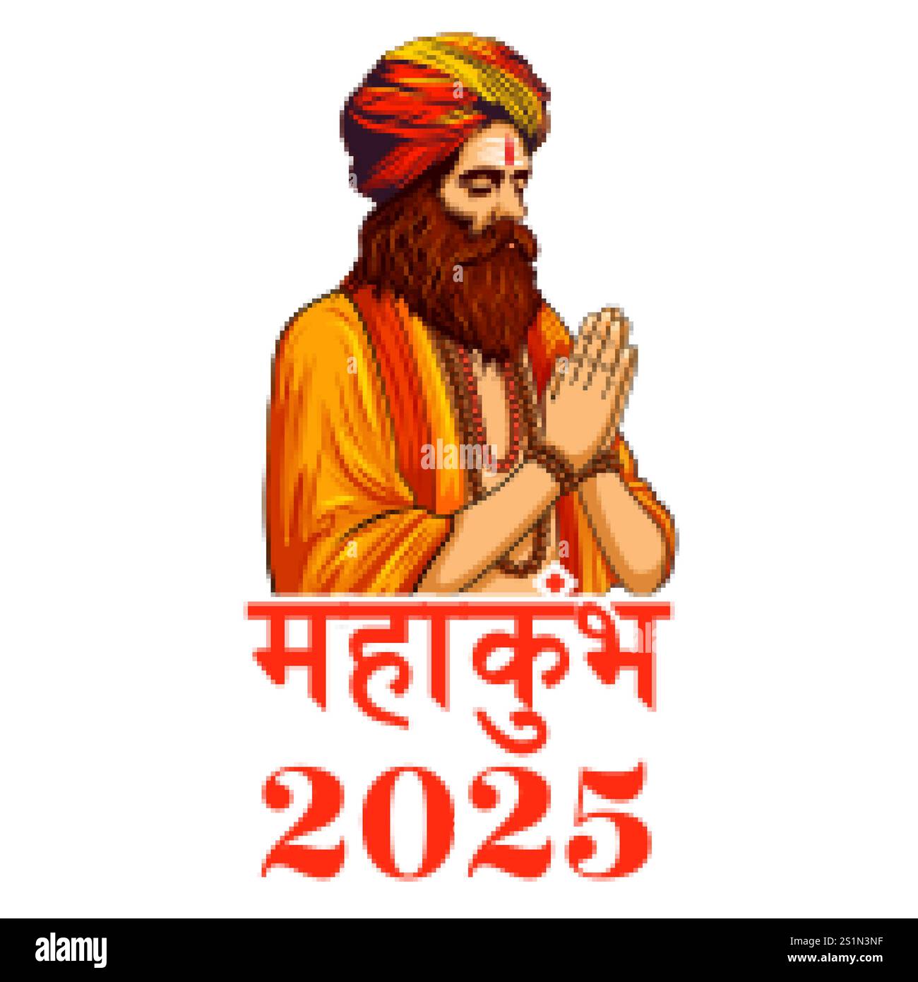 illustration of Sadhu saint of India for grand festival and Hindi text ...