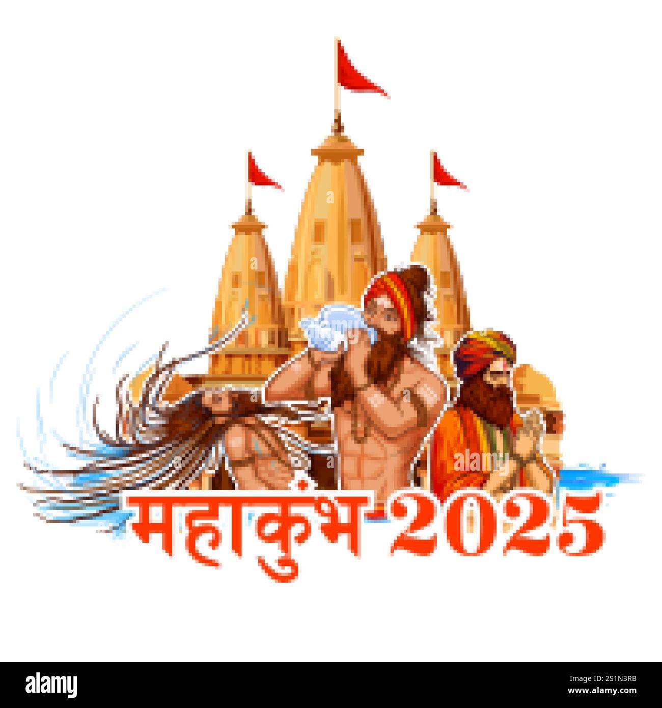 illustration of Sadhu saint of India for grand festival and Hindi text ...