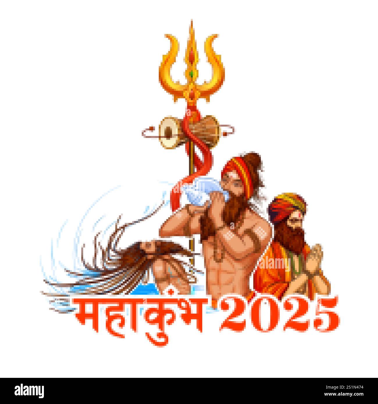 illustration of Sadhu saint of India for grand festival and Hindi text ...