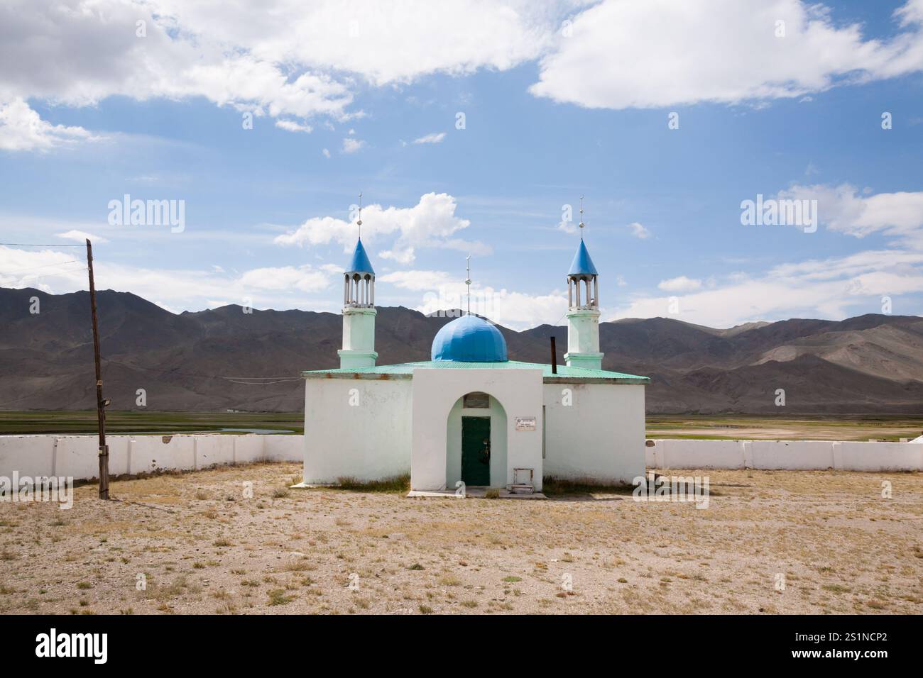Small mosque in remote village in Oigor valley, Mongolia. Bayan olgii ...