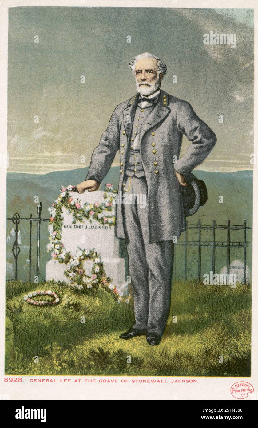 Robert E. Lee at the grave of General Stonewall Jackson, color ...
