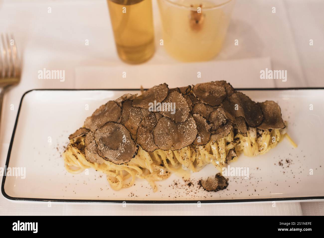 Italian pasta with truffle mushrooms Stock Photo - Alamy