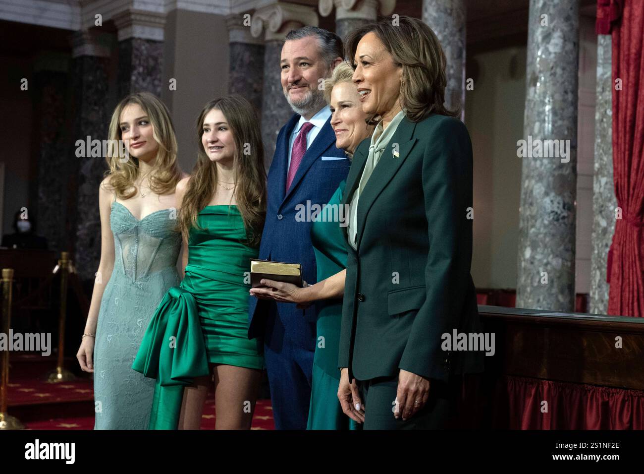 Vice President Kamala Harris, right, poses for a photograph with Sen ...