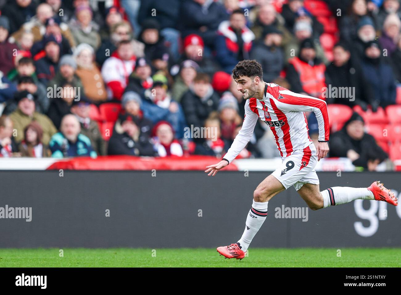 #9, Thomas Cannon of Stoke races after the ball during the Sky Bet ...