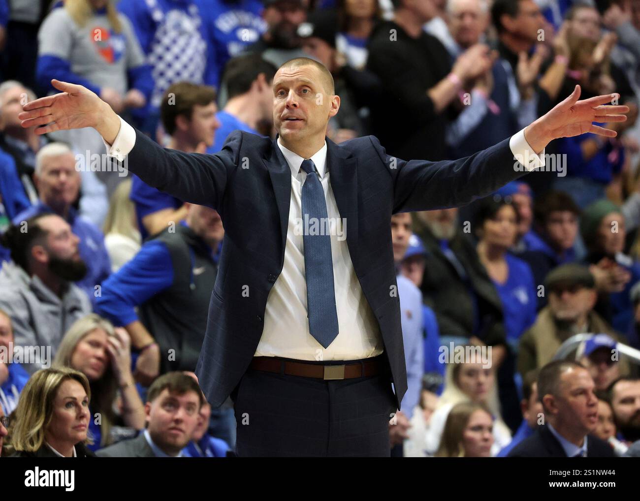 Kentucky head coach Mark Pope reacts to a call during the second half ...