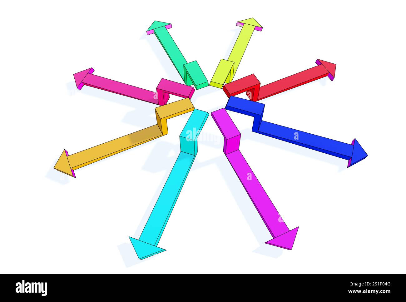 Arrows move outside over white background Stock Photo - Alamy