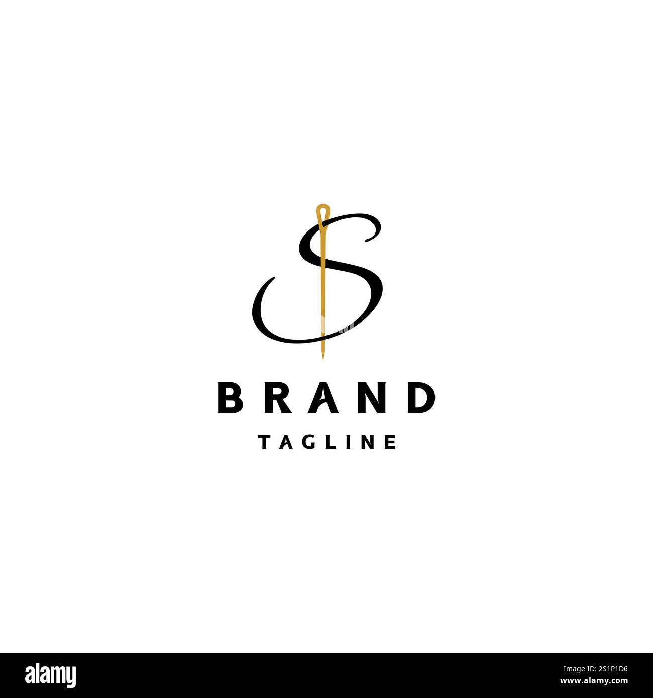 Letter S and Classic Needle Logo Design. Needle and Thread Shape the ...
