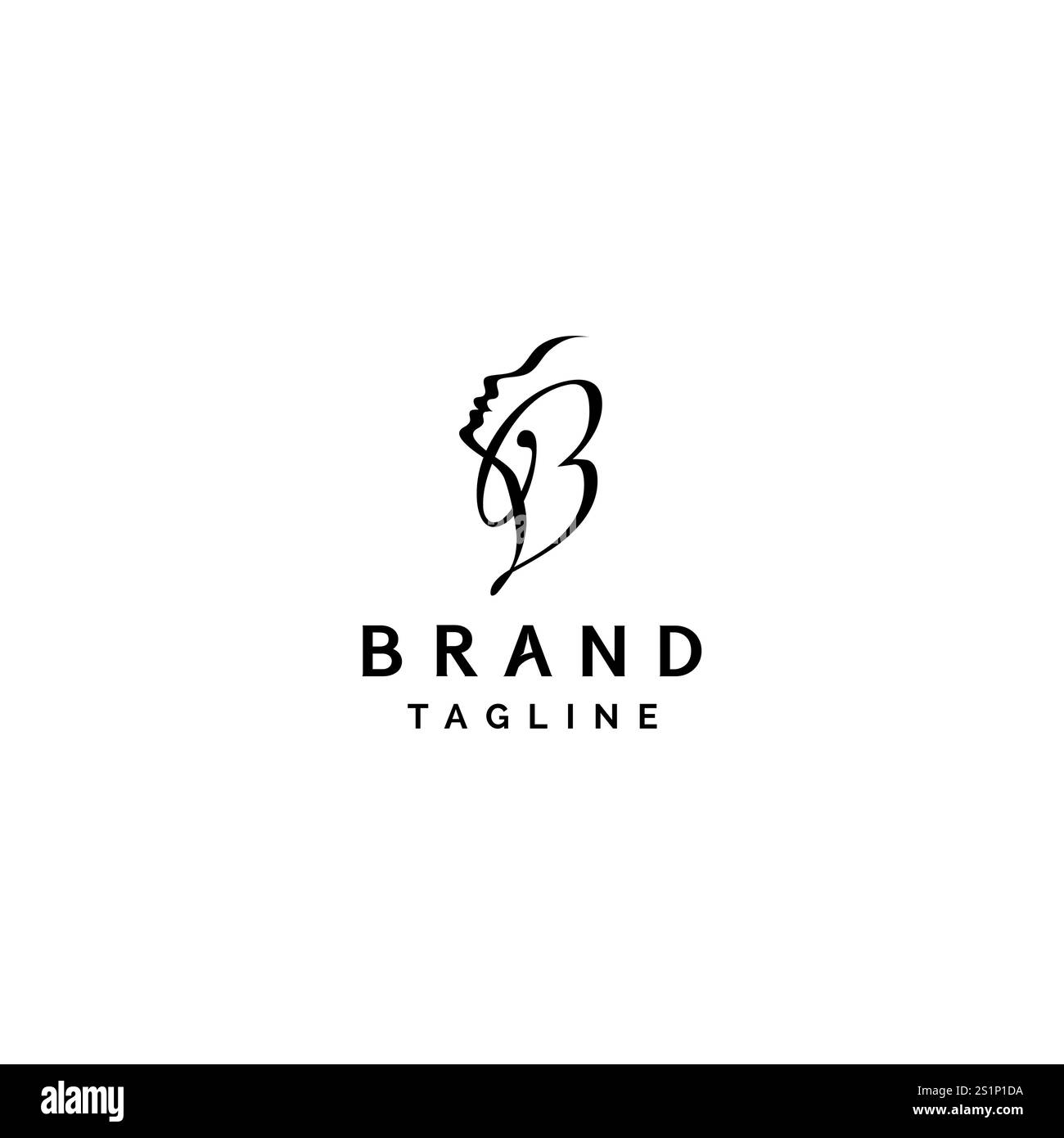 Letter B With Woman Face Silhouette Logo Design. Face Silhouette ...