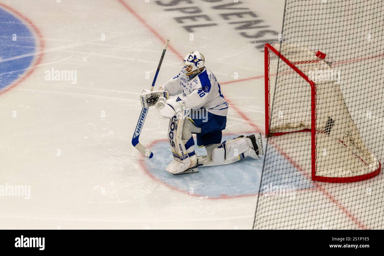Gothenburg, Sweden. 4th Jan 2025. Goalkeeper of Leksands IF Mantas Armalis before drop down of ...