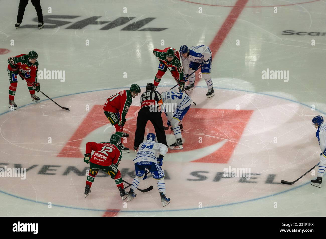 Gothenburg, Sweden. 4th Jan 2025. Drop down in match between Frölunda HC and Leksands IF. Credit ...