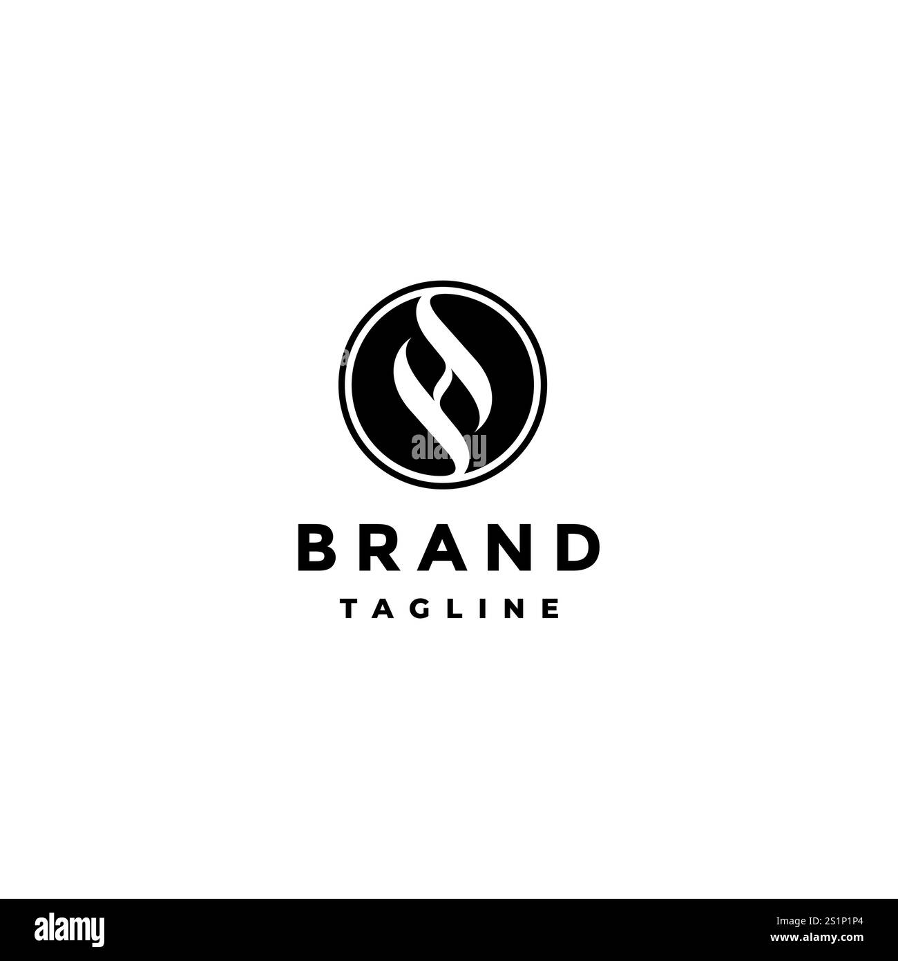 Wavy Letter H Inside Circle Logo Design. Black Circle With Wavy Letter ...