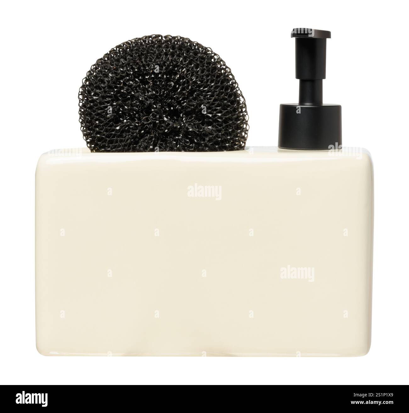 Ceramic container with dispenser, black sponge for dishwashing liquid ...