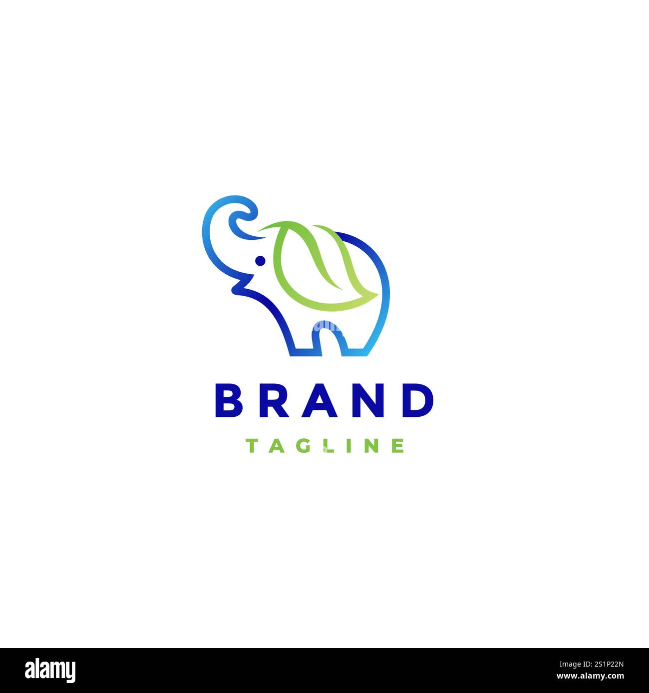 Cute Elephant Covered in Leaves Logo Design. Elephant With Leaf Shaped Ears Logo Design Stock ...
