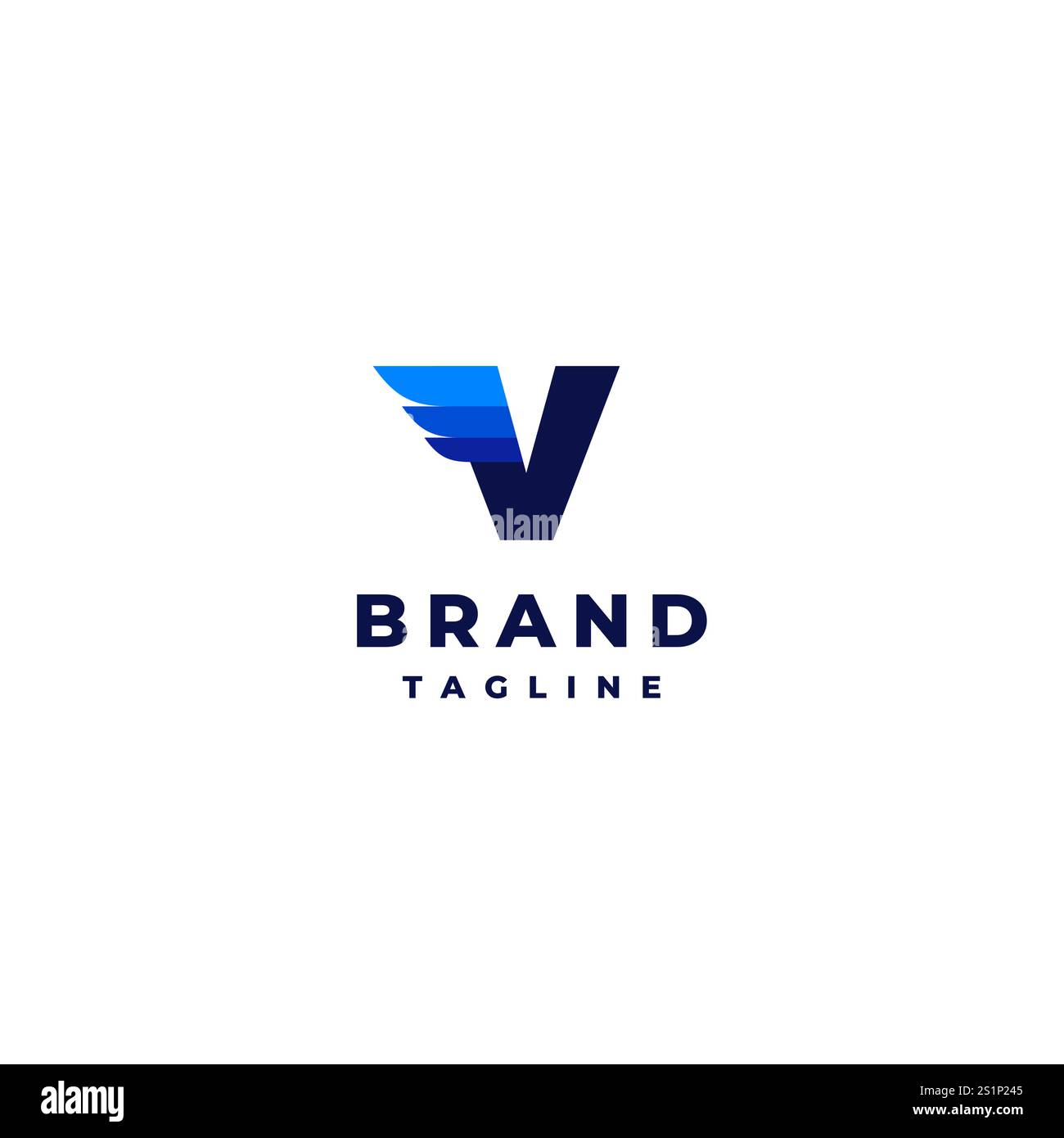 Simple Winged Letter V Logo Design. Letter V With Blue Wings Logo ...